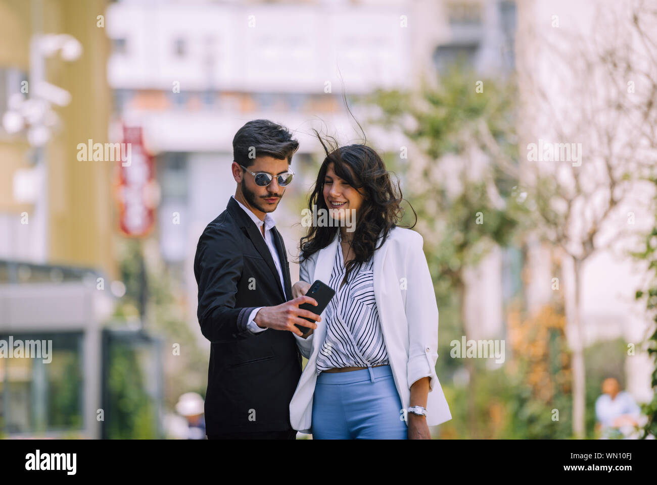 Picture of handsome man while doing selfie and beautiful woman as ...