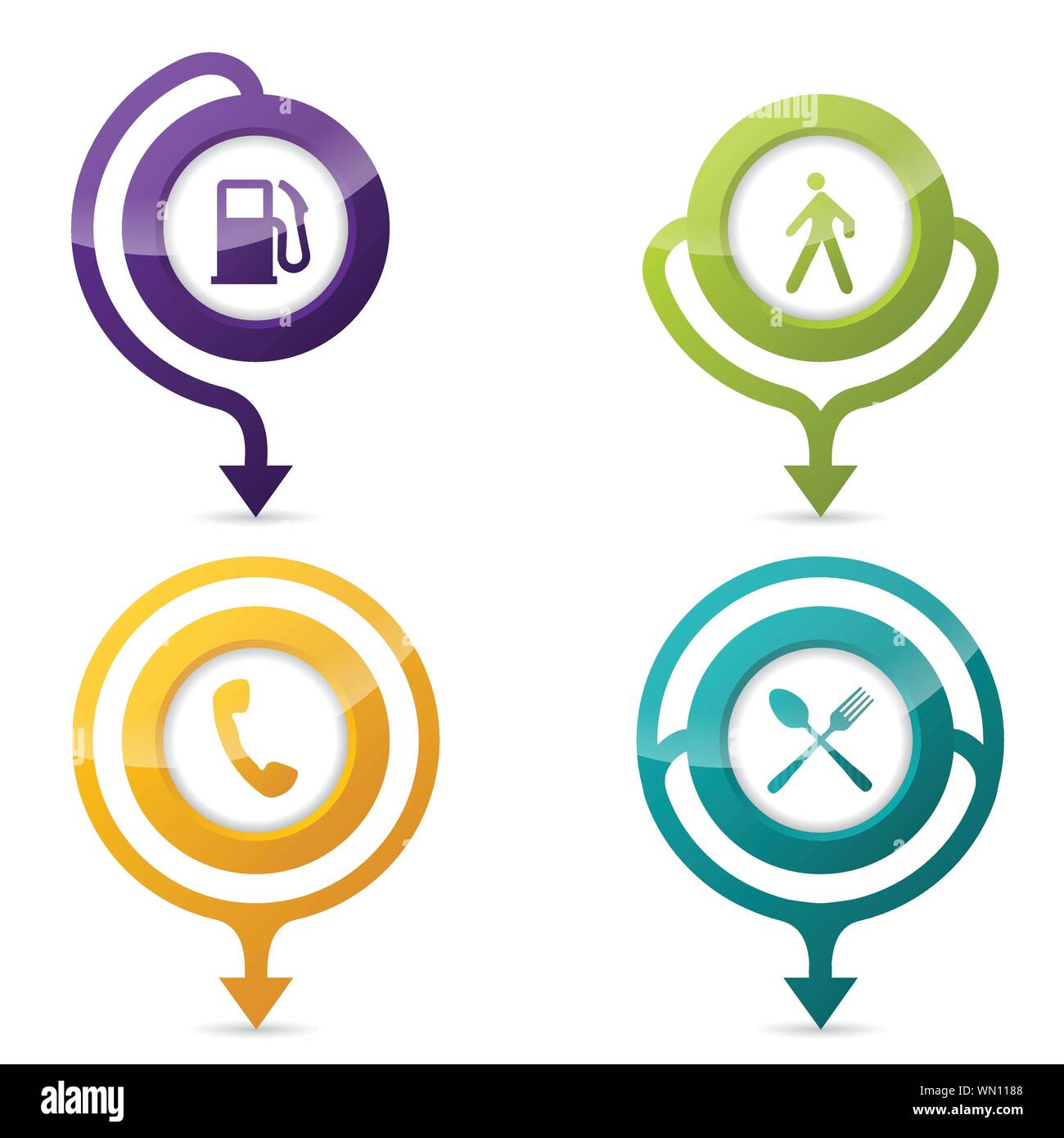 Gps pointers with various icons Stock Vector Image & Art - Alamy