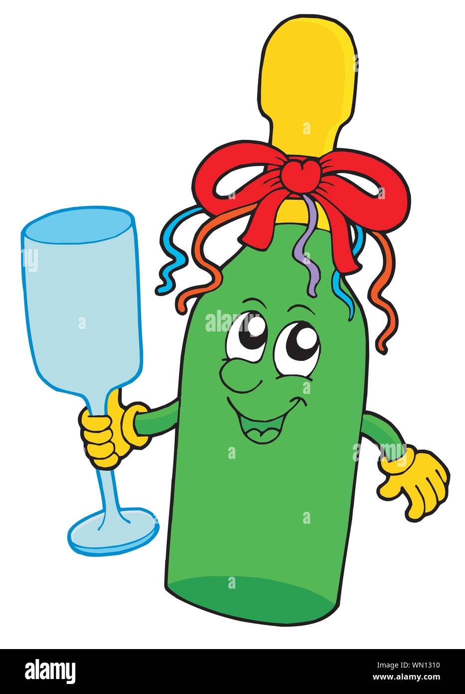 Cute sparkling wine bottle with glass Stock Vector Image & Art - Alamy