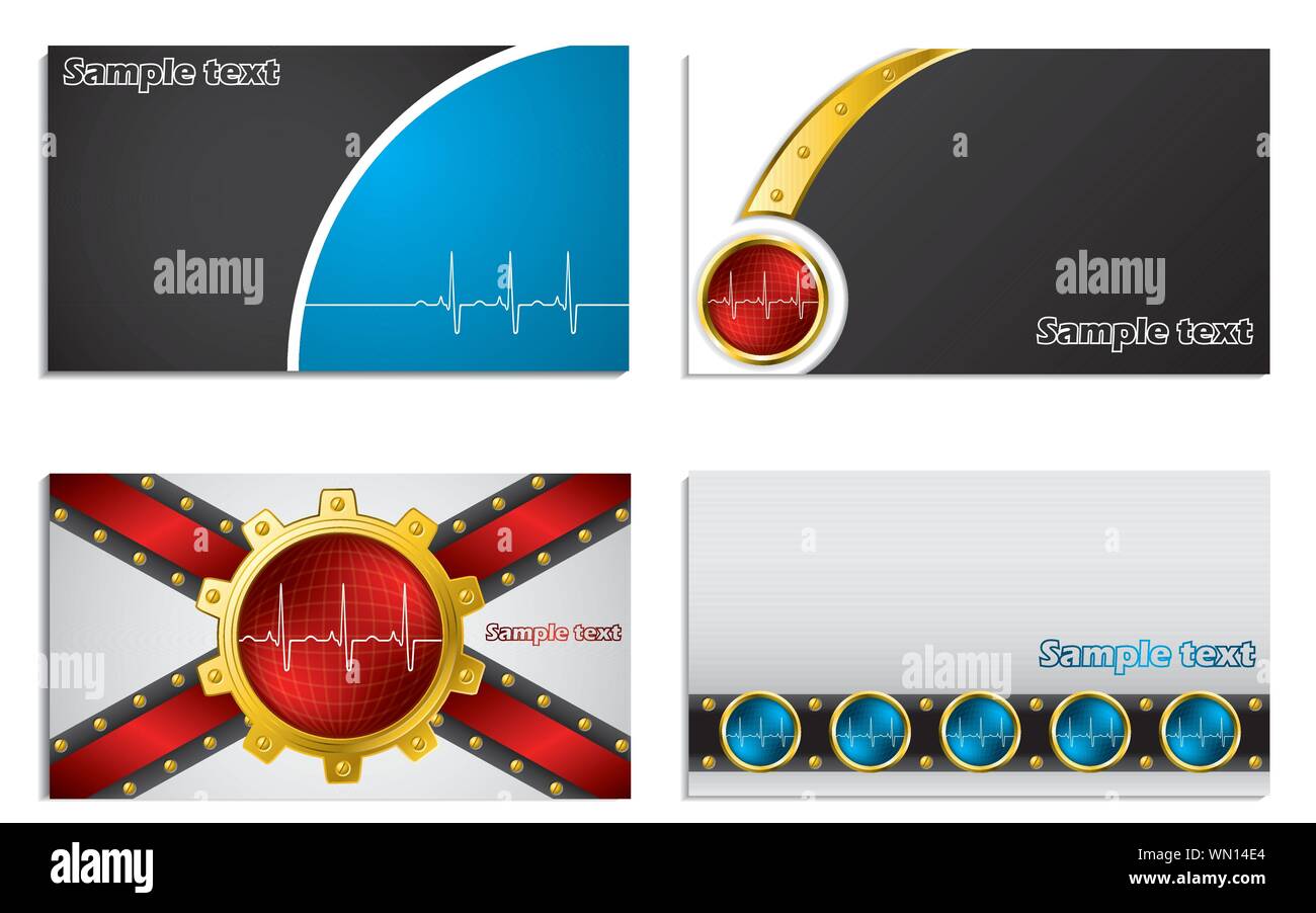 Business card set with ekg symbol Stock Vector Image & Art - Alamy
