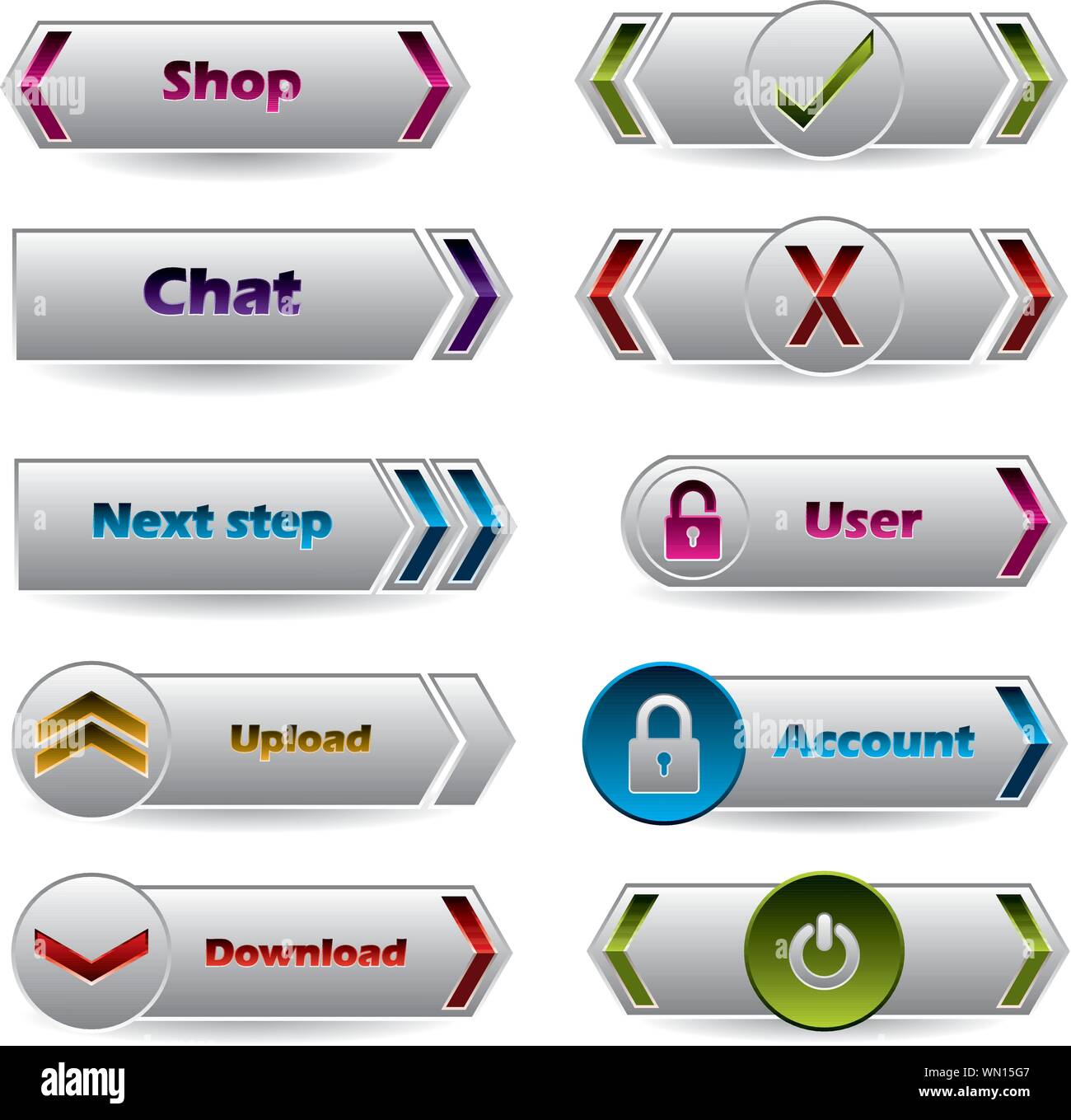 Cool new buttons with glossy colors Stock Vector Image & Art - Alamy