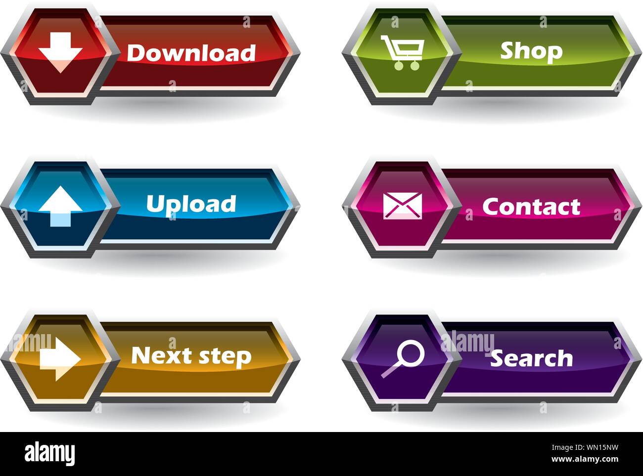 Hexagon shaped button set Stock Vector Image & Art - Alamy