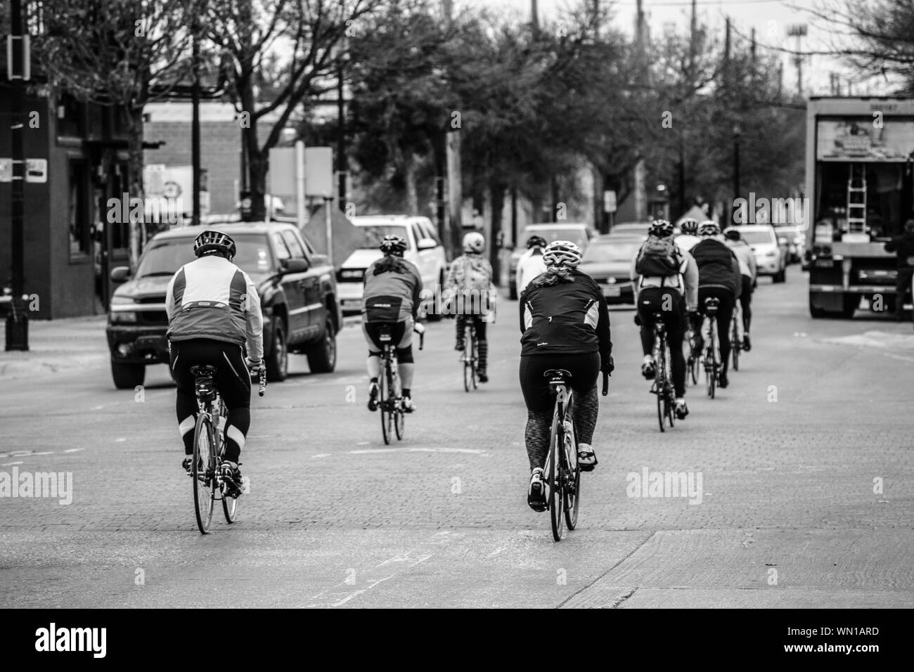 Rear view of cyclist Black and White Stock Photos & Images - Alamy