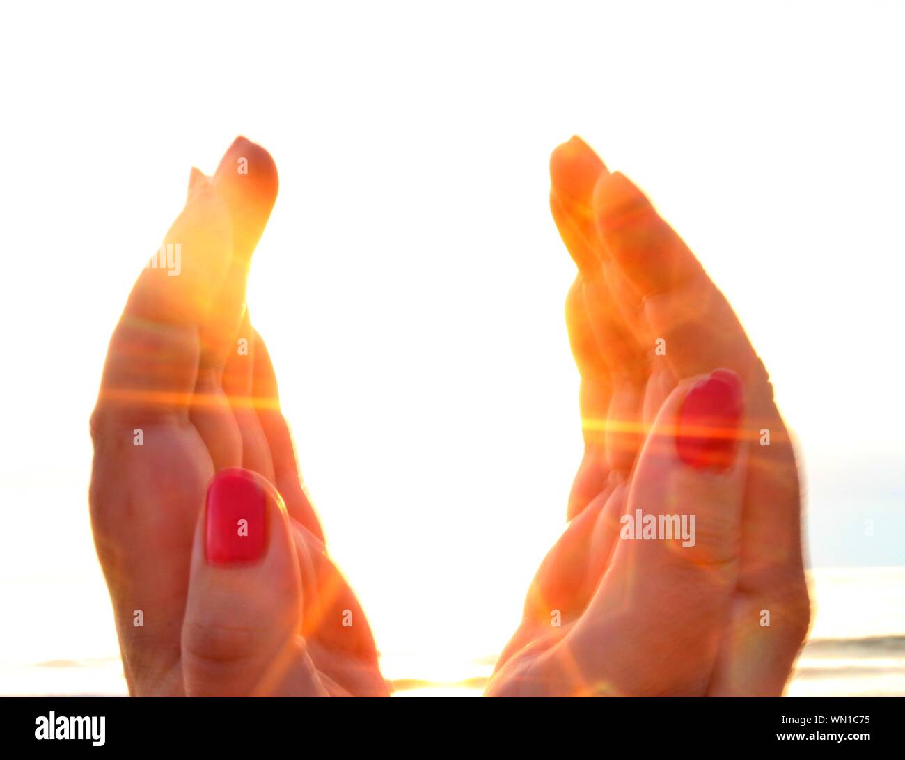 Sunlight Falling Cropped Hand Close Up High Resolution Stock ...