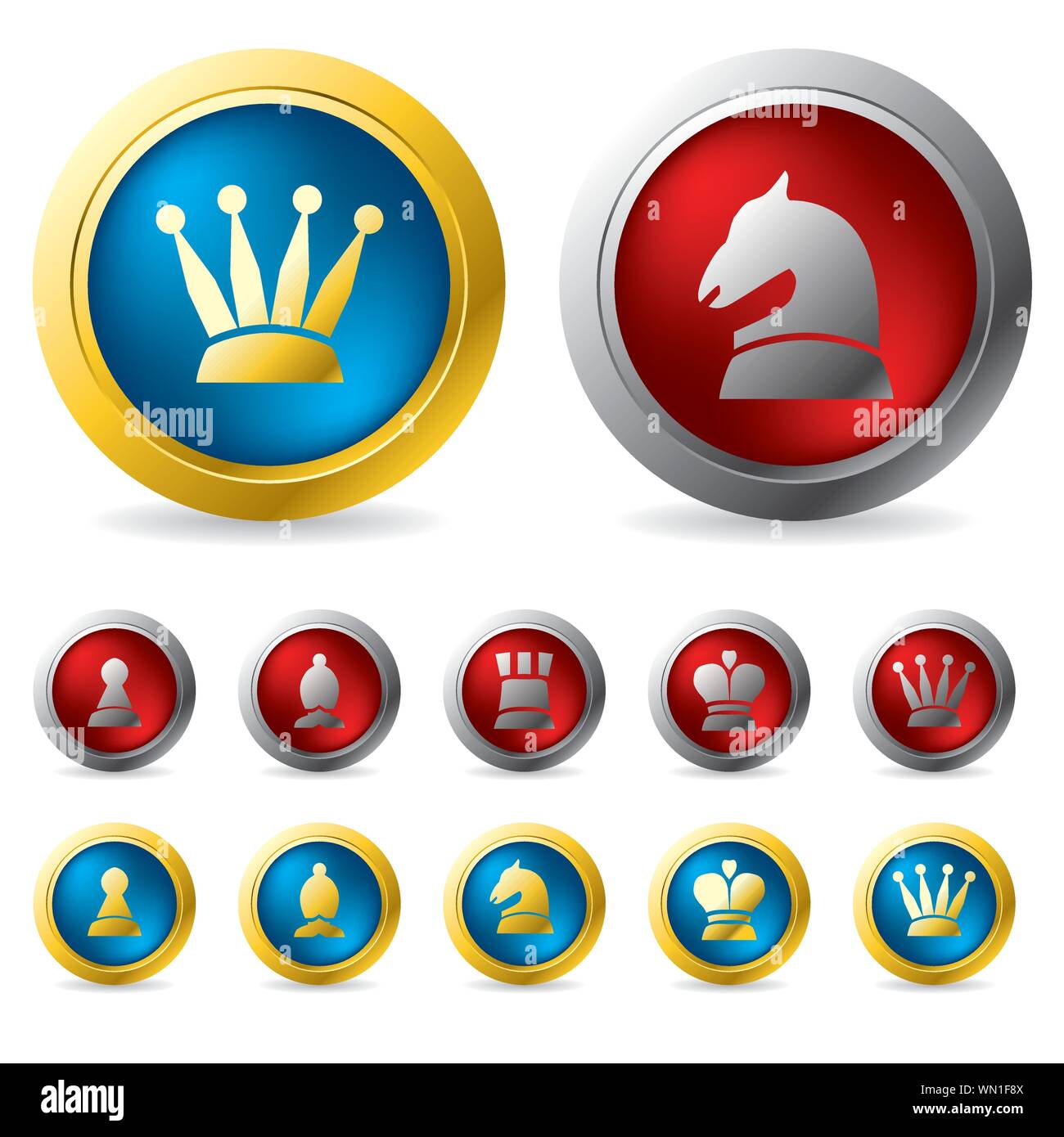 Red game buttons golden hi-res stock photography and images - Alamy