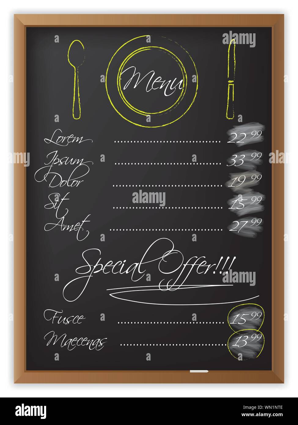 Menu on a blackboard Stock Vector Image & Art - Alamy