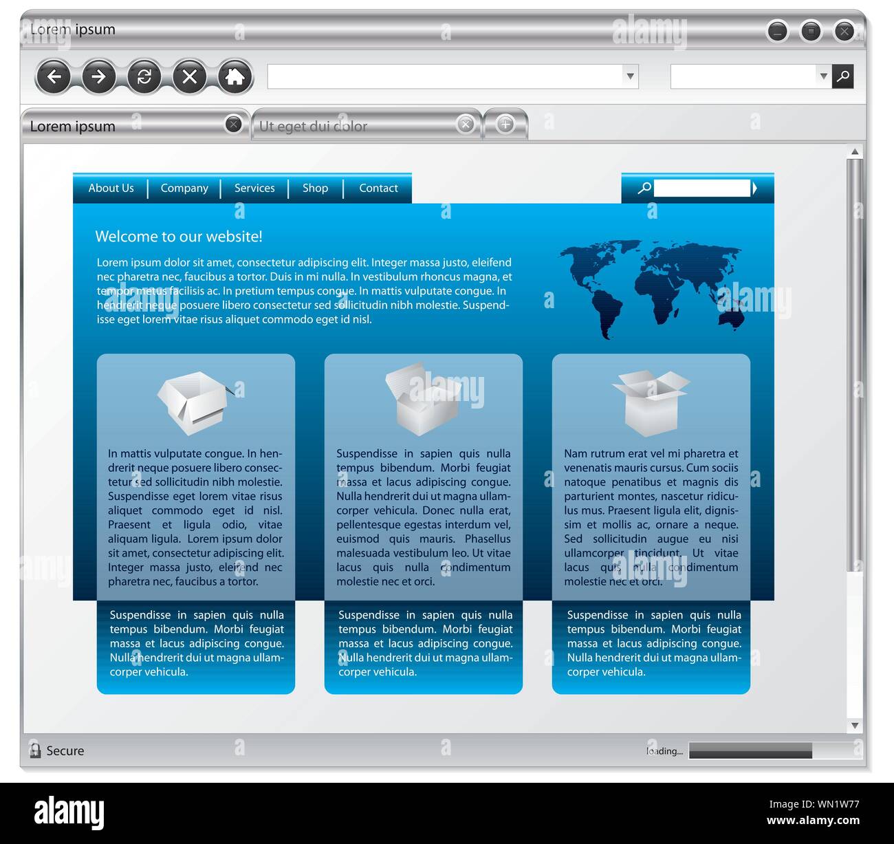 Metallic web browser design with webpage Stock Vector Image & Art - Alamy