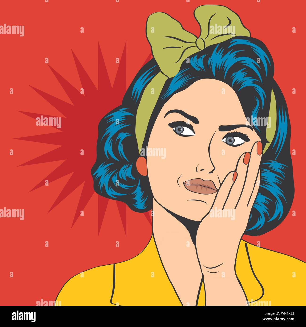 cute retro woman in comics style Stock Vector Image & Art - Alamy