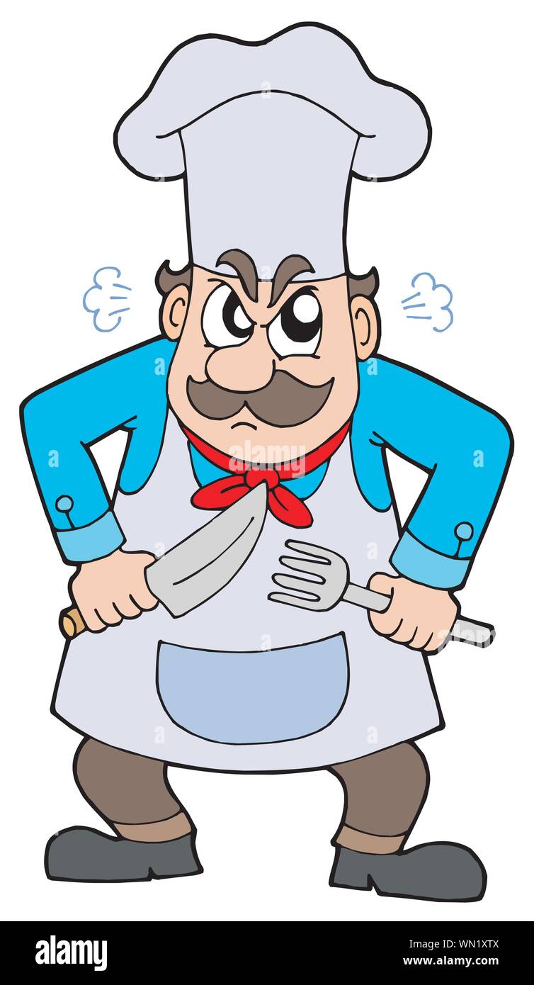 Angry chef with knife and fork Stock Vector Image & Art - Alamy