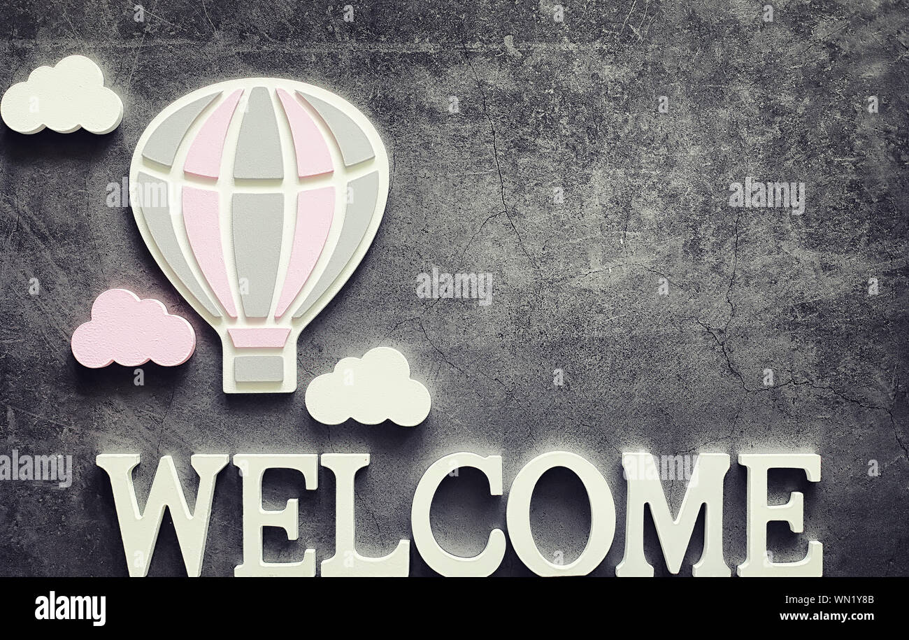Background concept. Inscription Welcome on a dark background Stock ...