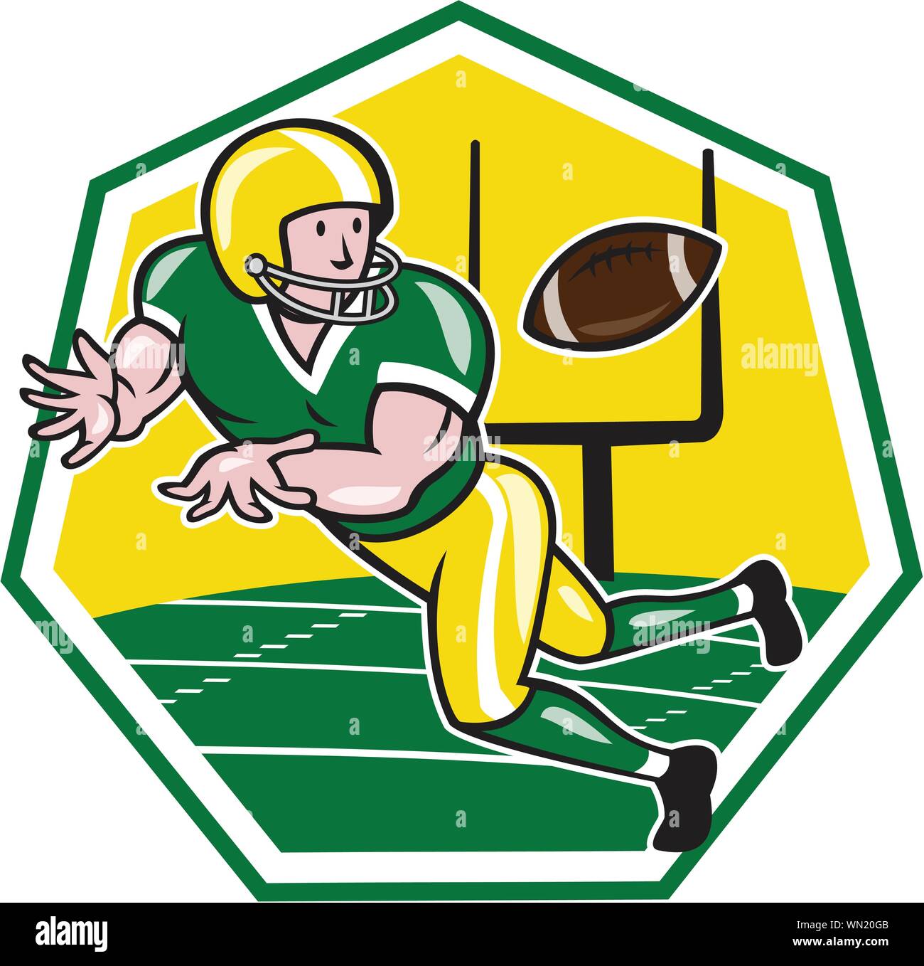 American Football Wide Receiver Catching Ball Cartoon Stock Vector ...