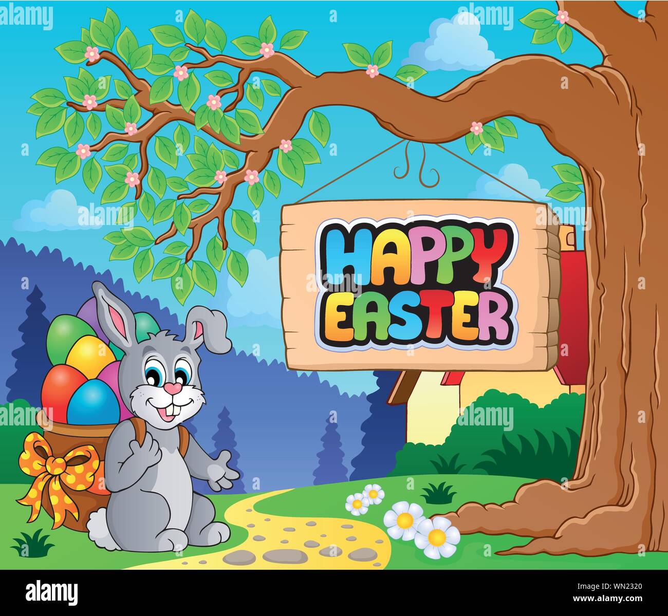Image With Easter Bunny And Sign 2 Stock Vector Image Art Alamy image-with-easter-bunny-and-sign-2-stock-vector-image-art-alamy