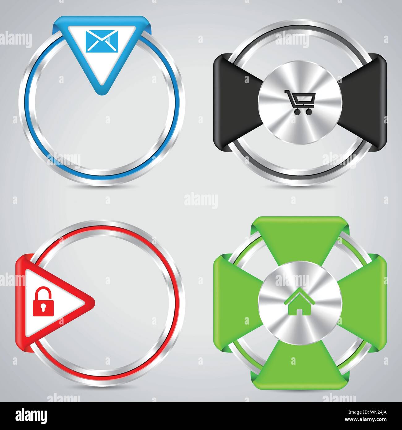 Metallic ring button set with various symbols Stock Vector Image & Art ...