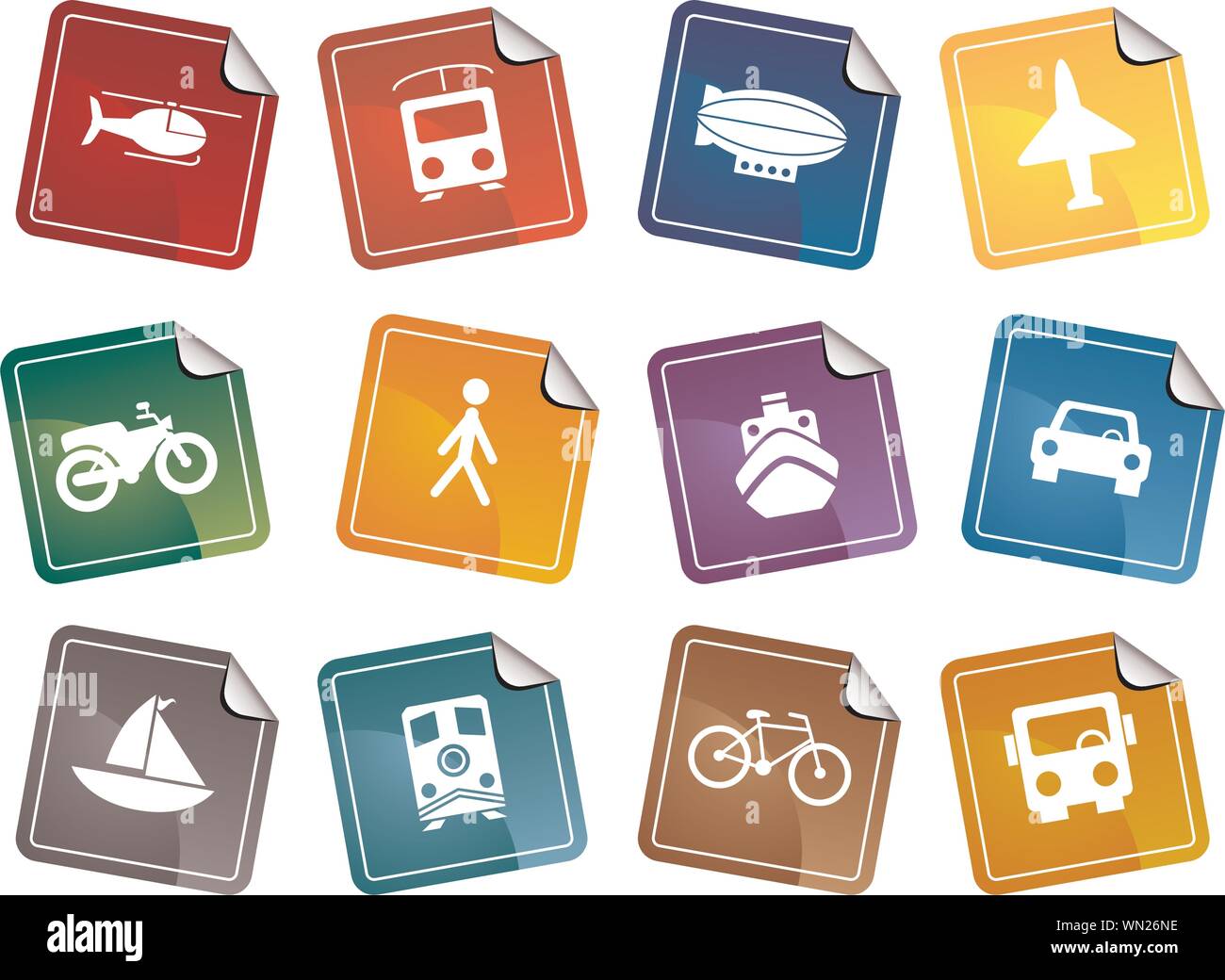 Transportation Buttons - Sticker Stock Vector Image & Art - Alamy
