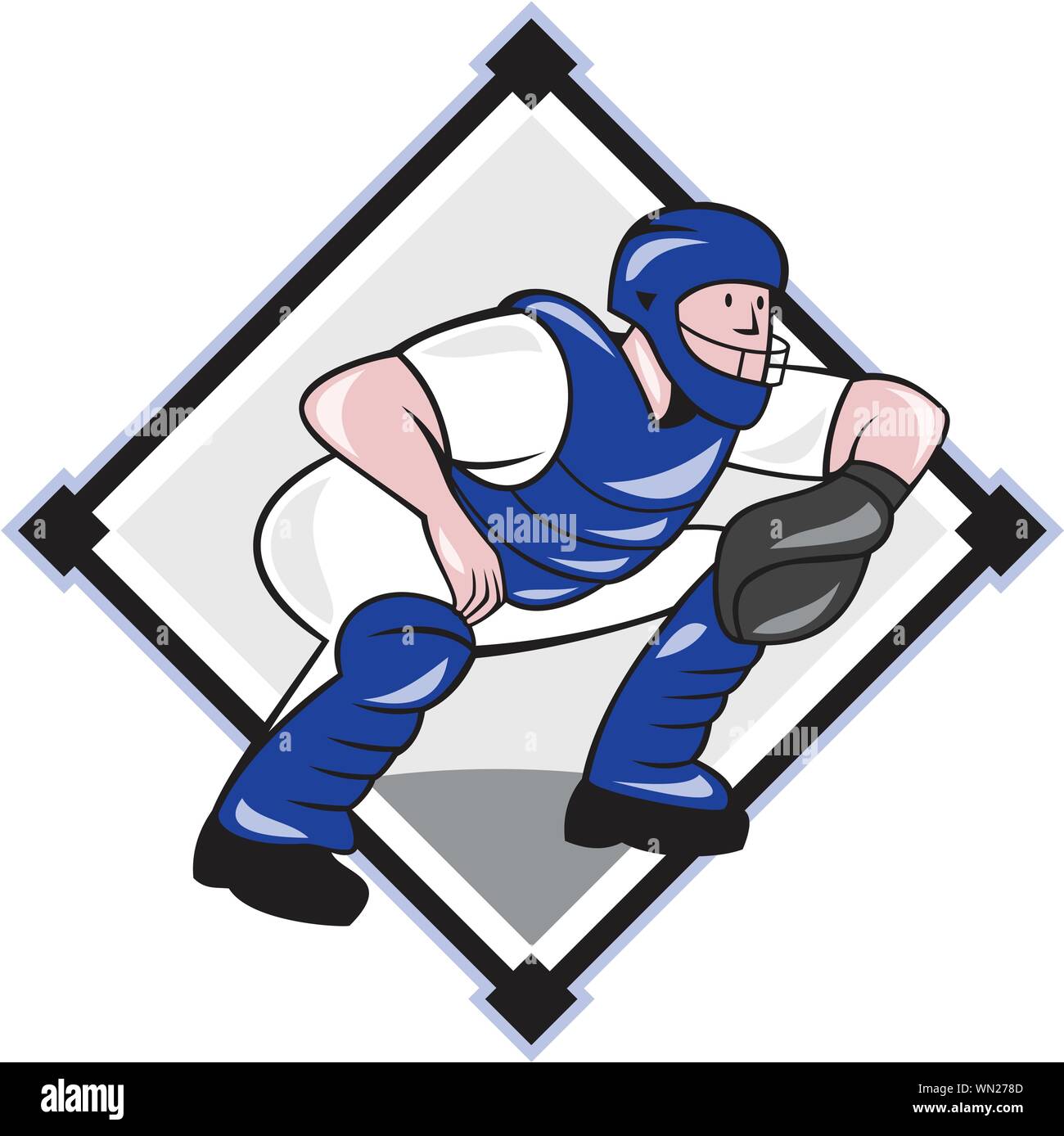 Cartoon illustration baseball player catching hi-res stock photography ...