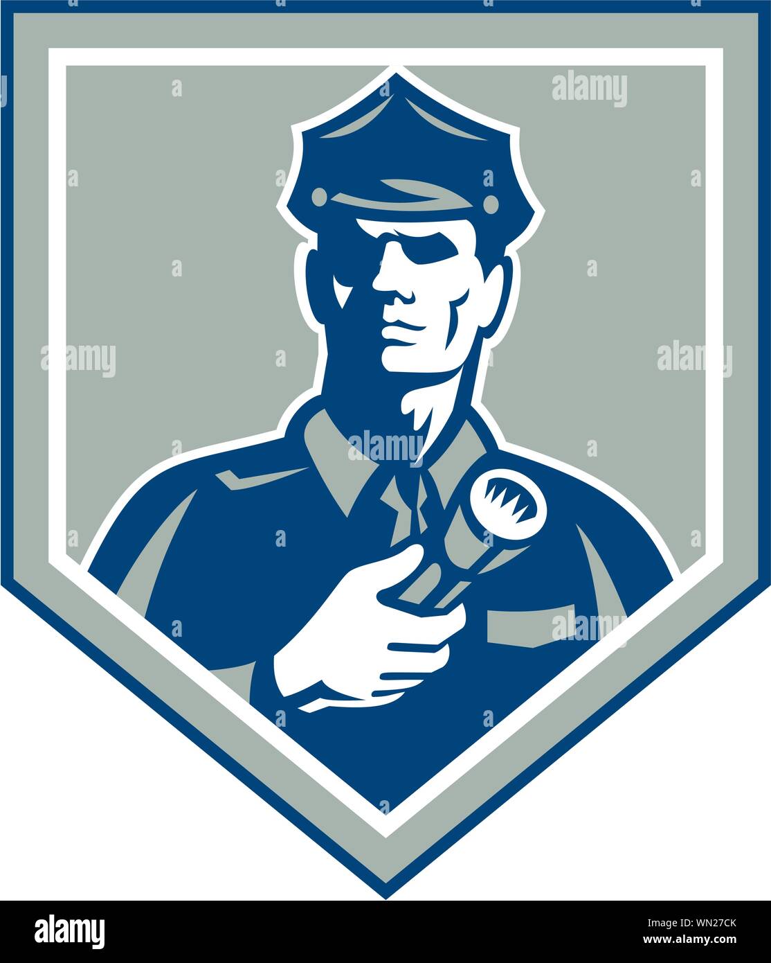 Security Guard Flashlight Shield Retro Stock Vector Image & Art - Alamy