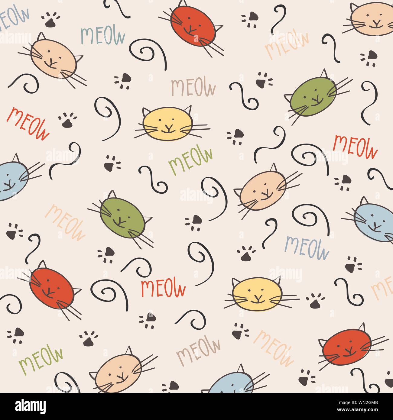 Cartoon seamless pattern with cute cats Stock Vector Image & Art - Alamy