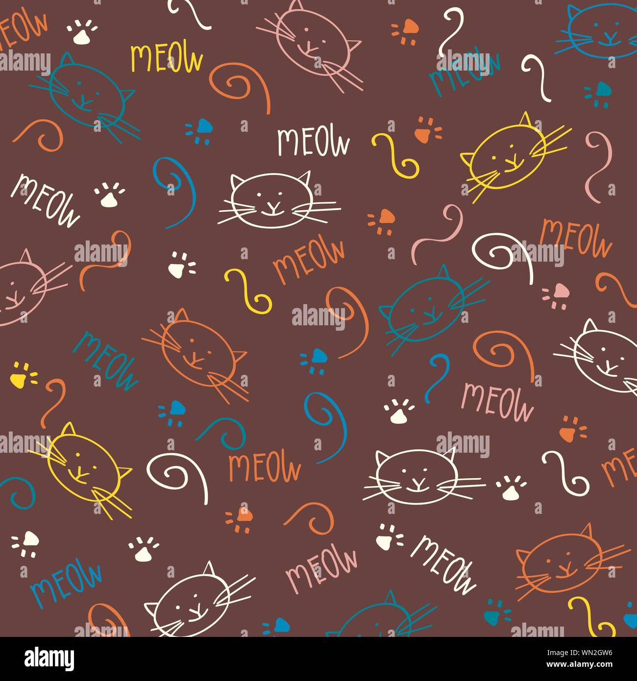 Cartoon seamless pattern with cute cats Stock Vector Image & Art - Alamy