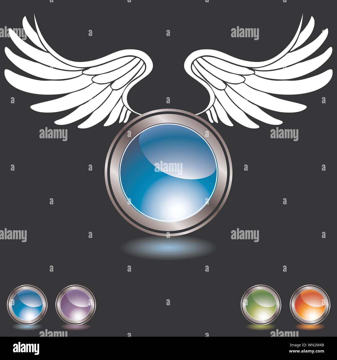 Button with Wings Stock Vector Image & Art - Alamy