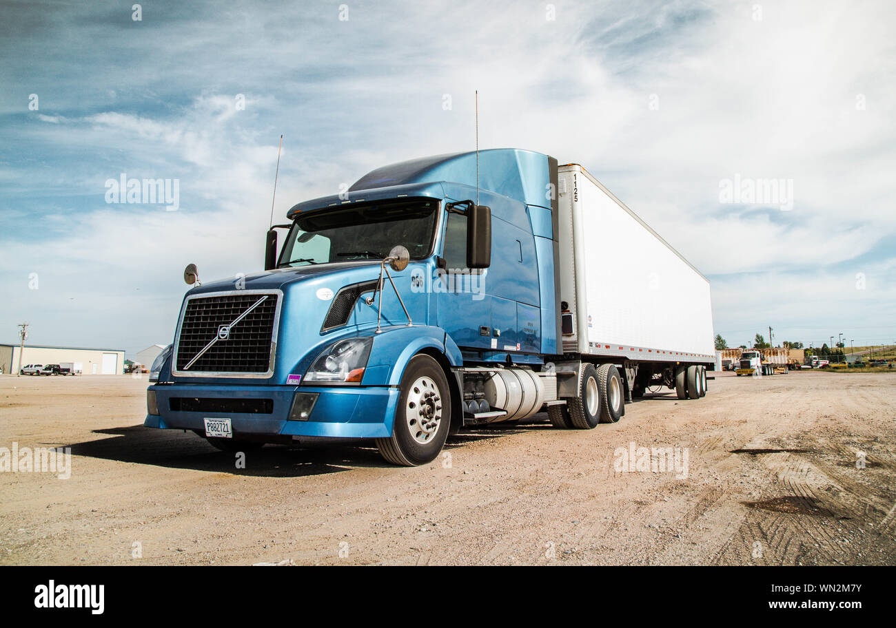 Blue Volvo Truck Stock Photo - Alamy