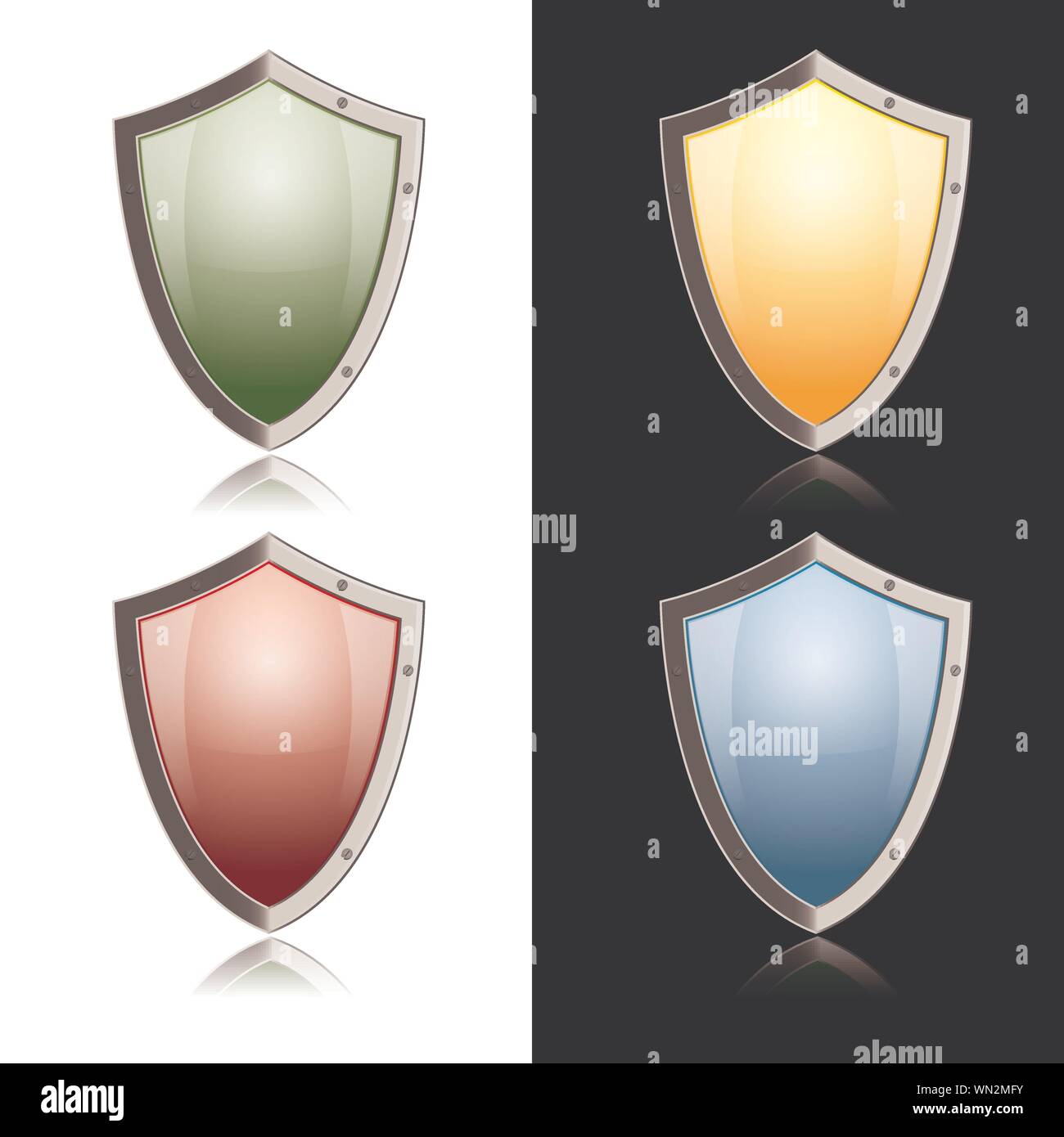 vector colorful shields with metallic border Stock Vector Image & Art ...