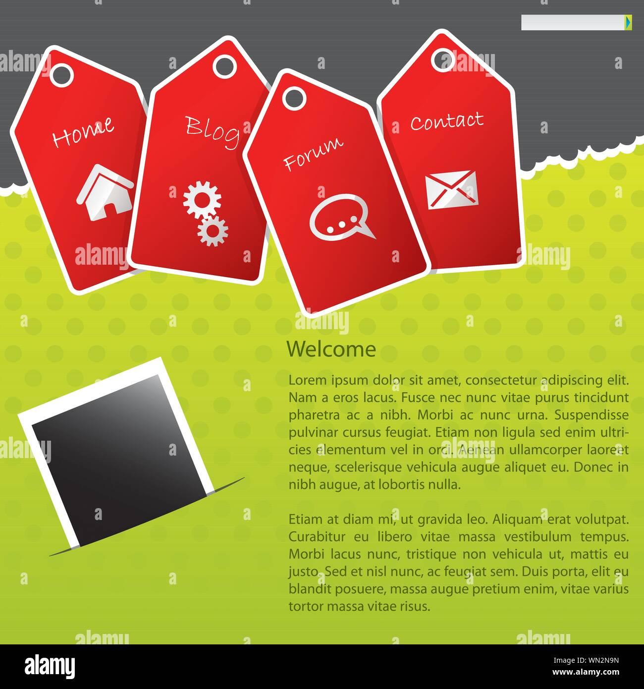 Green website template design with red labels Stock Vector Image & Art ...