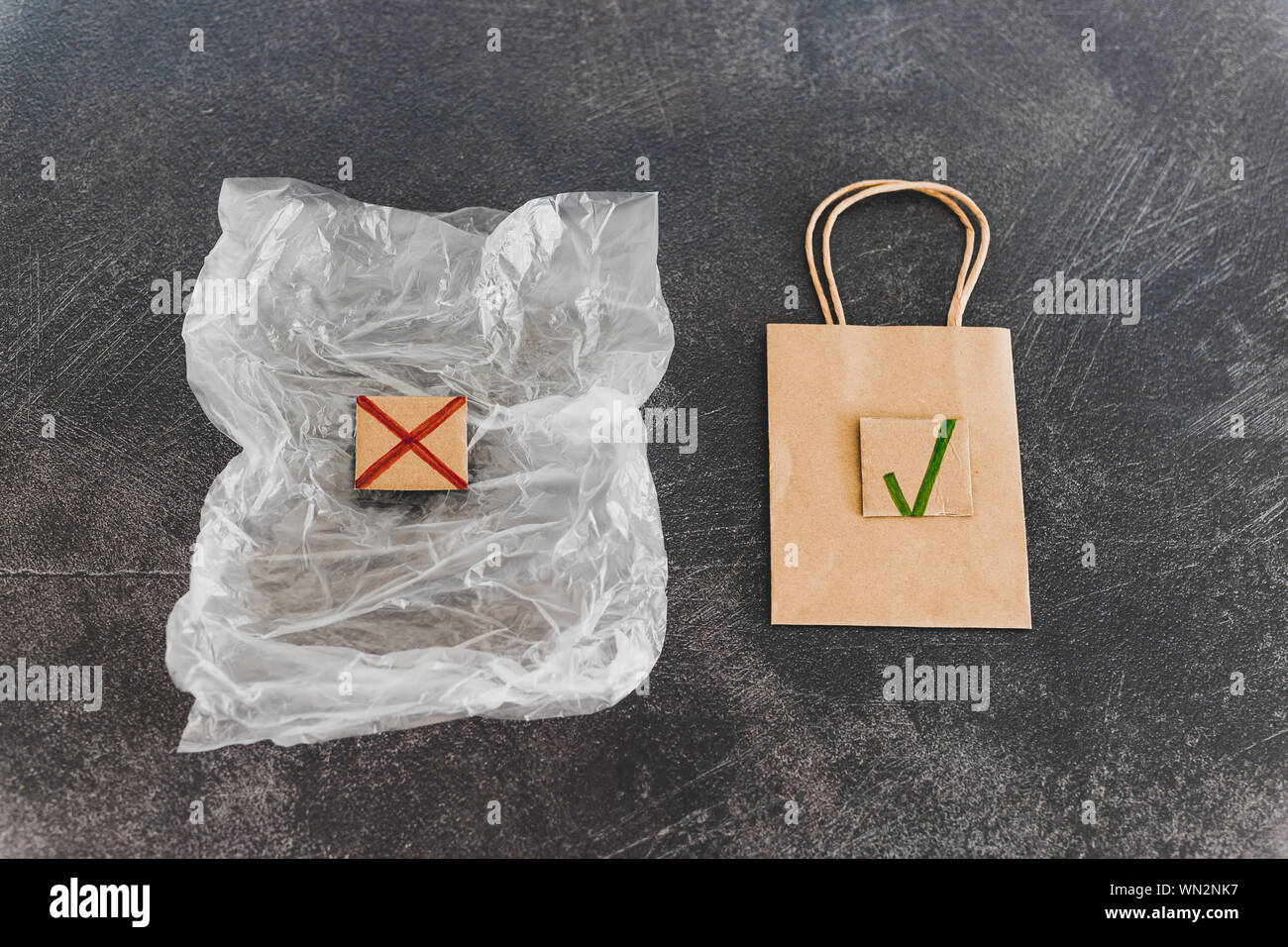 sustainable materials and packaging themed still-life with plastic ...