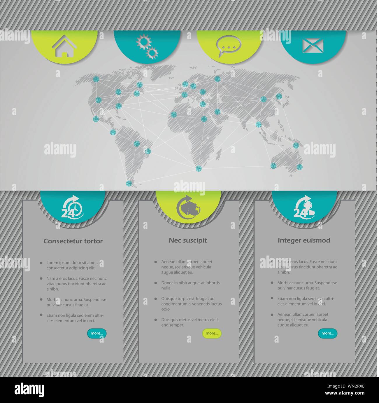 Website template design with world map Stock Vector Image & Art - Alamy