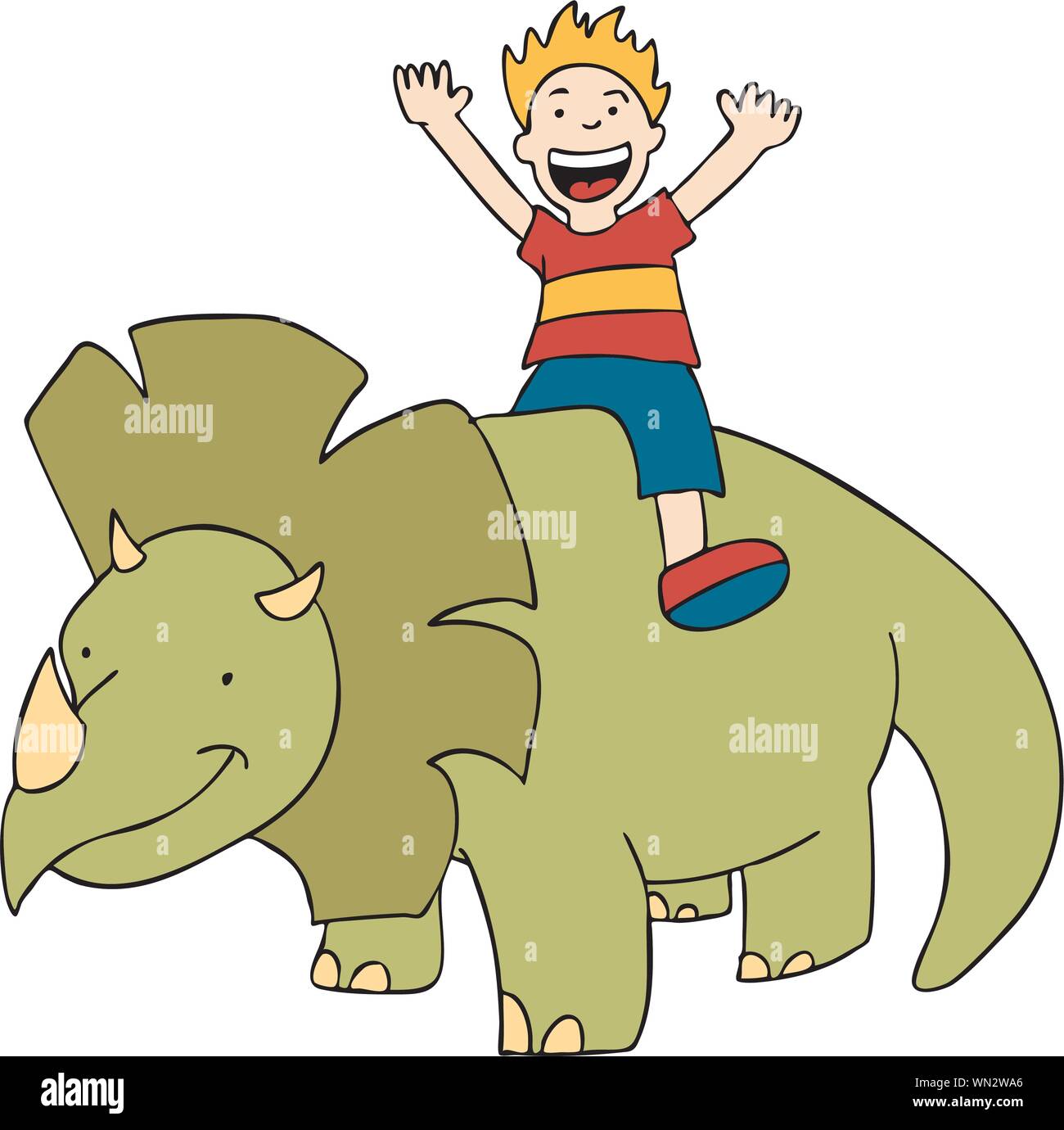 Child rides a dinosaur Stock Vector Image & Art - Alamy