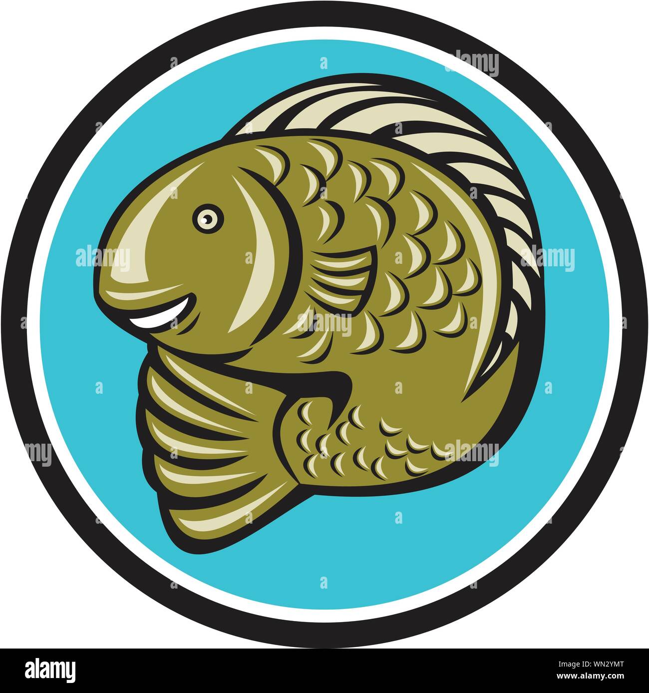 Trout Fish Jumping Circle Cartoon Stock Vector Image & Art - Alamy