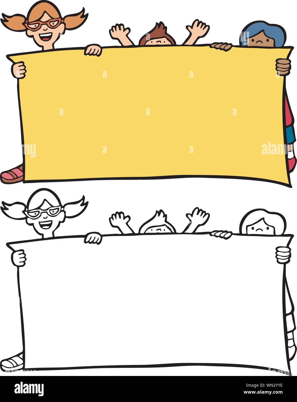 Children holding up signs Stock Vector Image & Art - Alamy