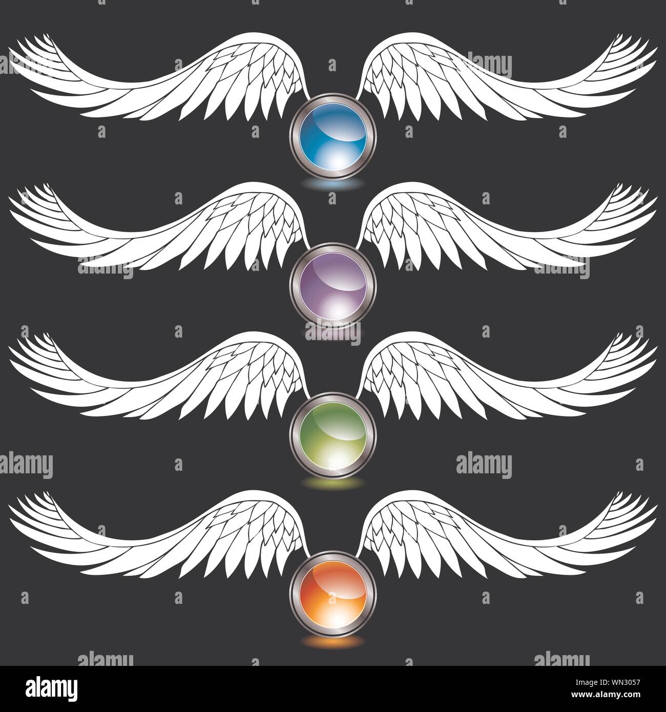 Button with Wings Stock Vector Image & Art - Alamy