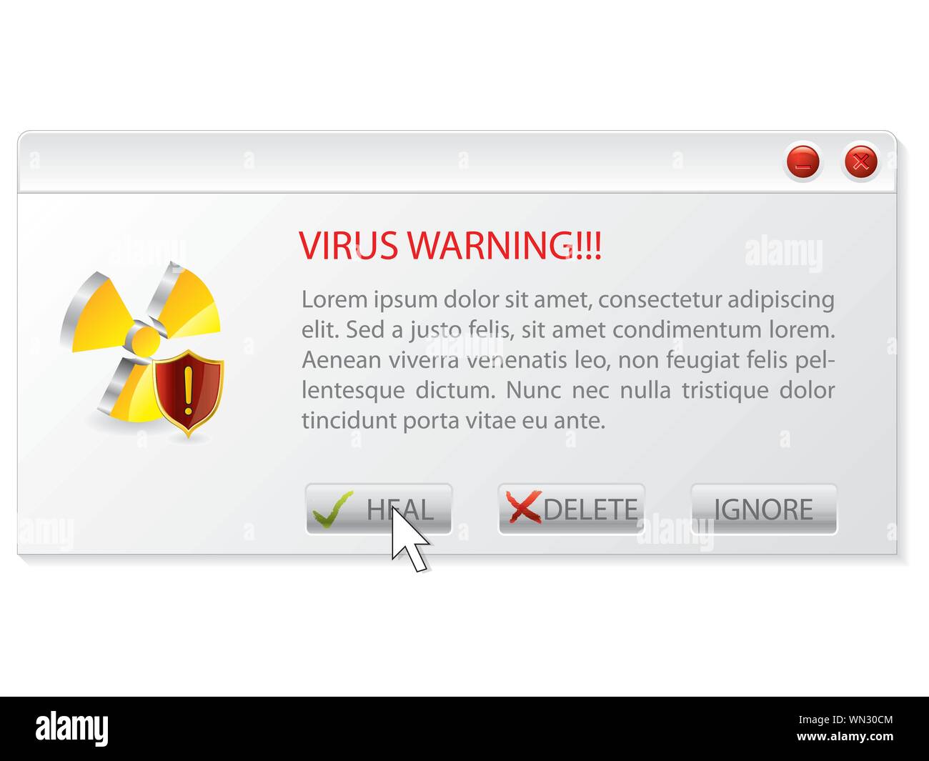 Virus warning window Stock Vector Image & Art - Alamy