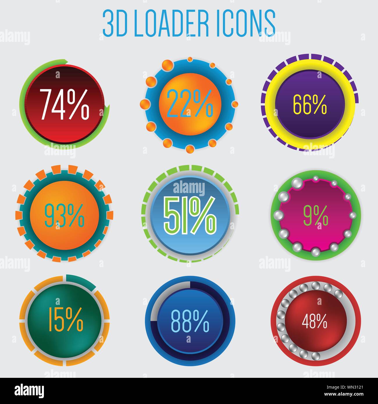 3d loader icon set of 9 Stock Vector Image & Art - Alamy