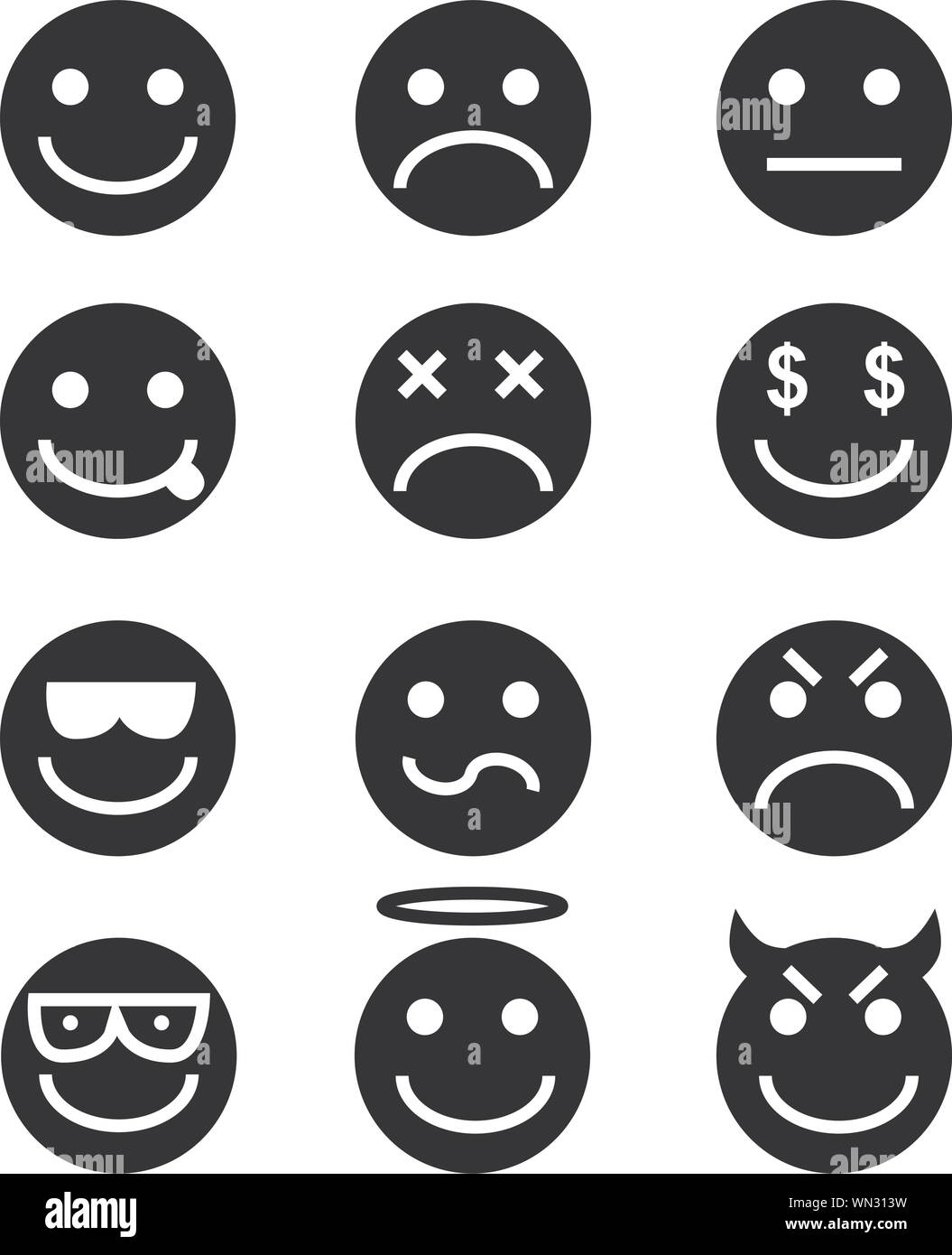 Emoticon Icon Set Stock Vector Image & Art - Alamy
