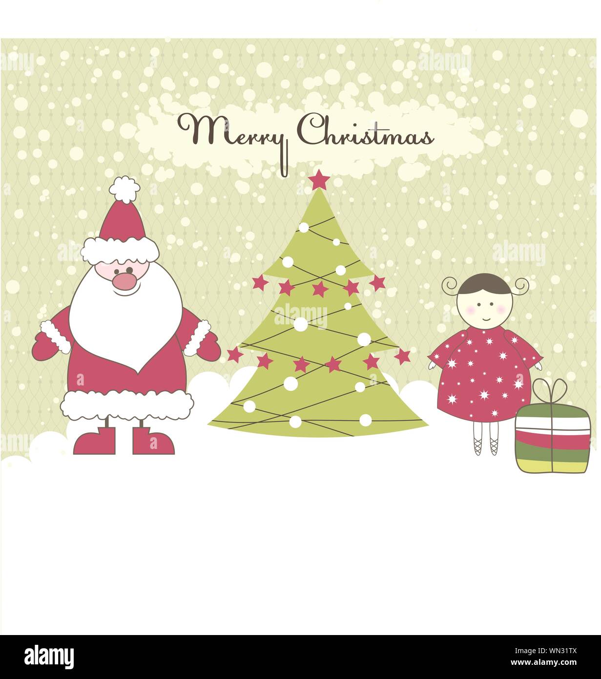 Card with Santa and Girl. Vector illustration Stock Vector Image & Art ...