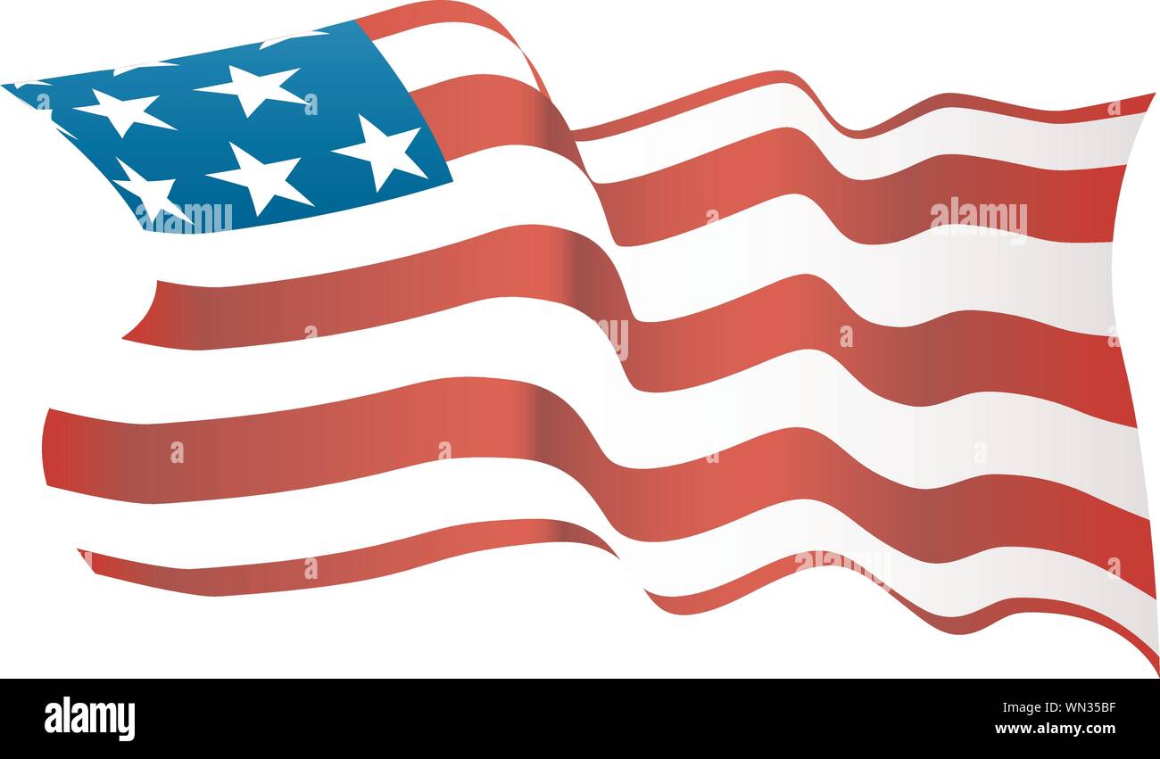 Blowing American Flag Stock Vector Image & Art - Alamy