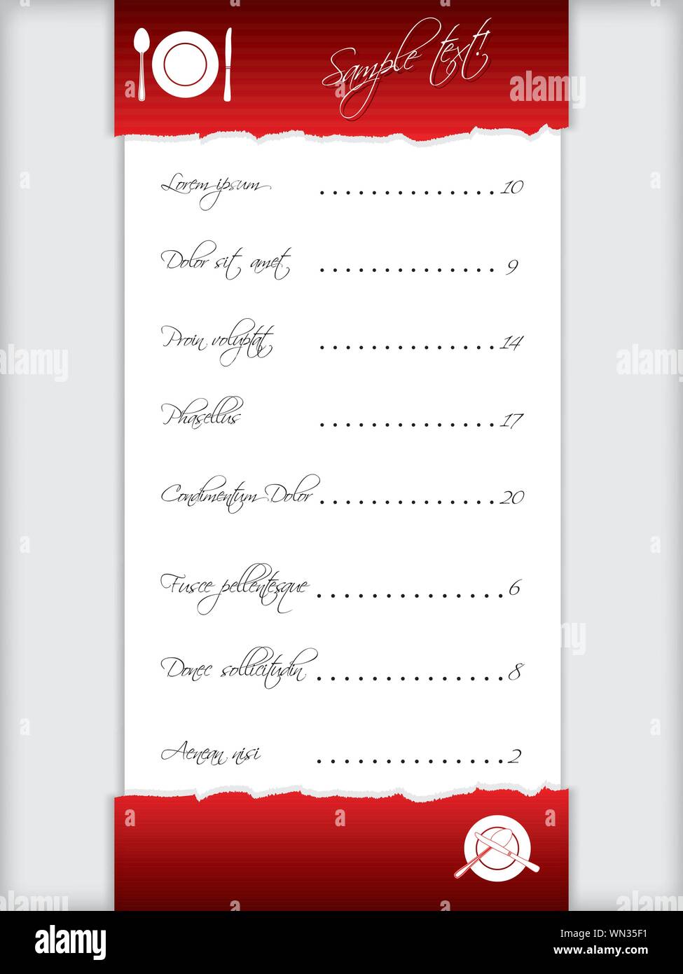 Restaurant menu with choices Stock Vector Image & Art - Alamy