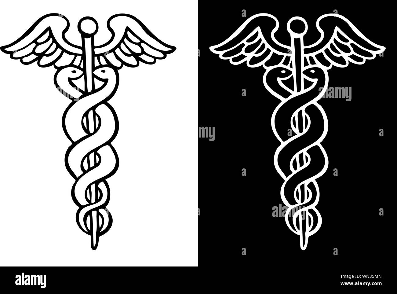 Caduceus symbol Black and White Stock Photos & Images - Alamy