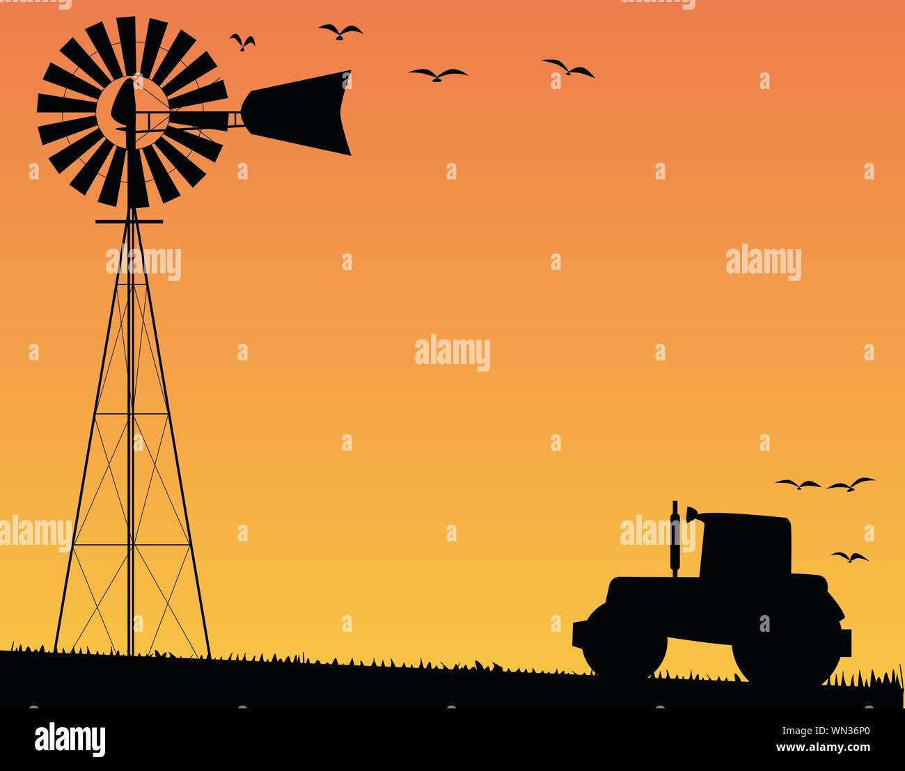 Wind farm dawn Stock Vector Images - Alamy