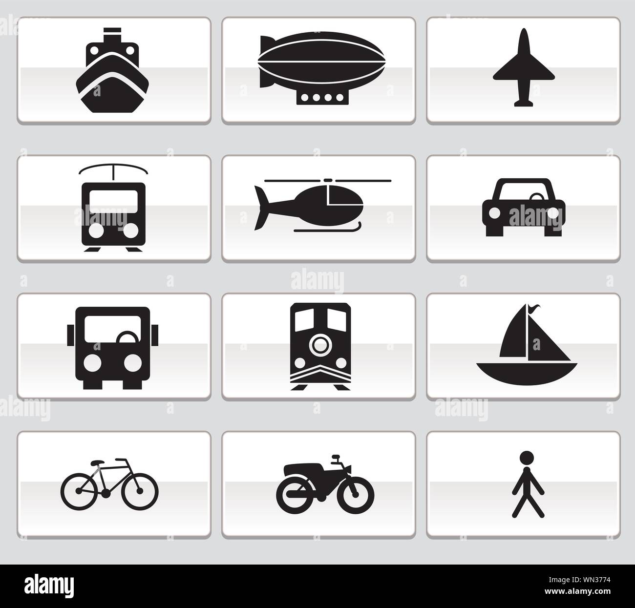 Transportation Buttons - Black and White Stock Vector Image & Art - Alamy