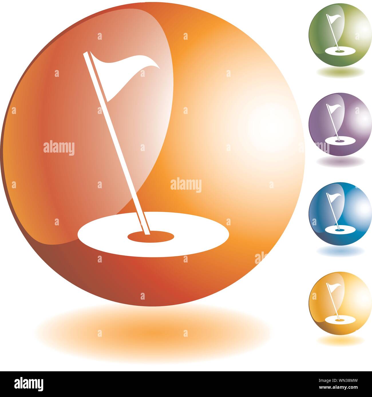 Golf green with red flag isolated Cut Out Stock Images & Pictures - Alamy