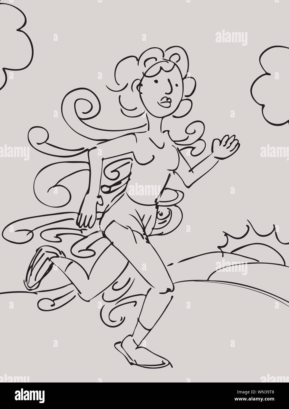 Woman running line art vector hi-res stock photography and images - Alamy