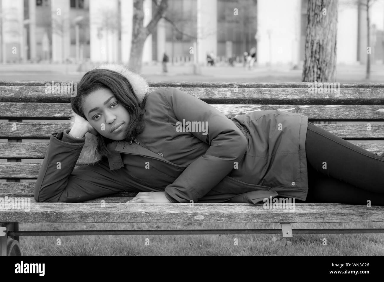 Lying on the bench hi-res stock photography and images - Alamy