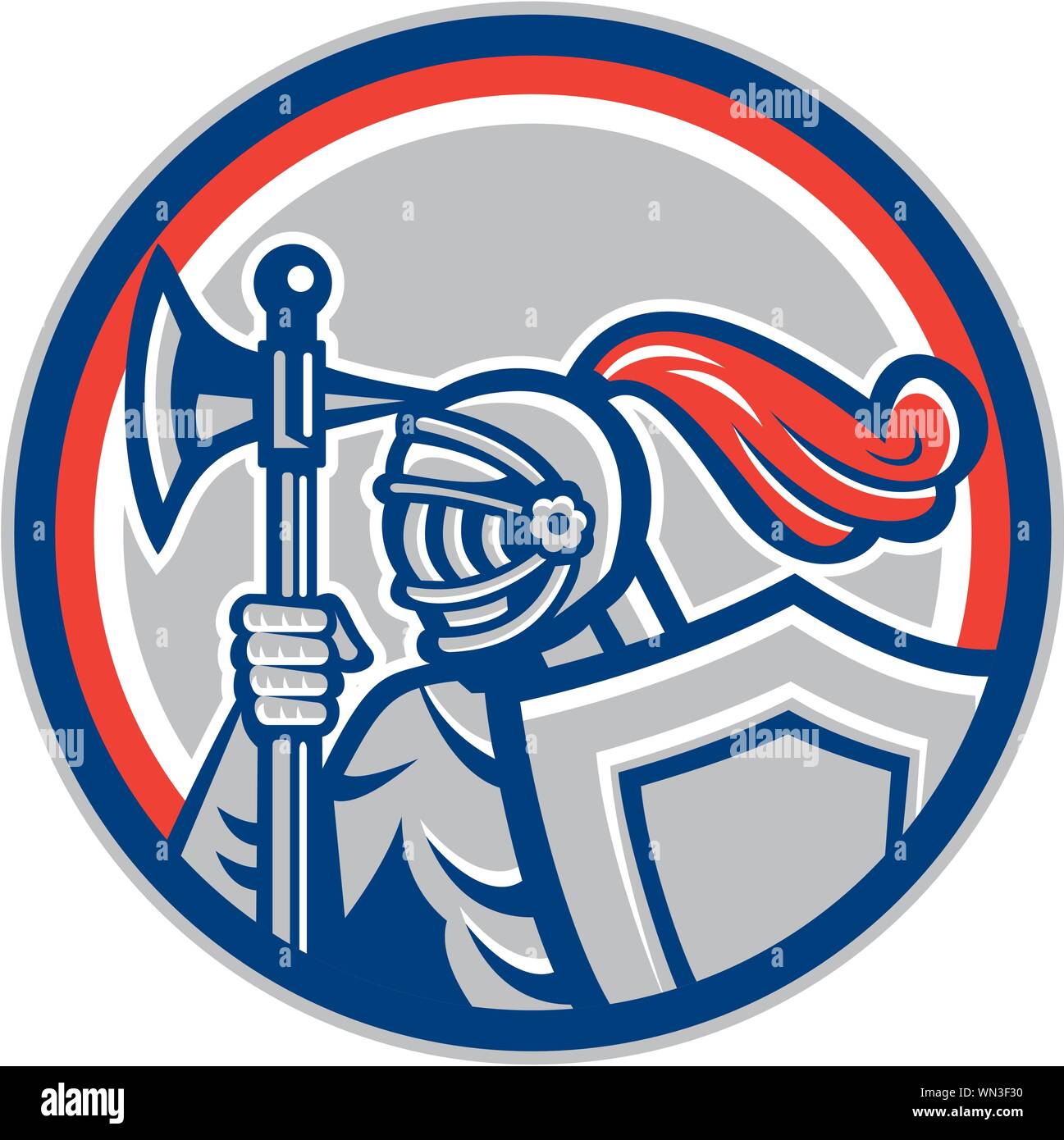 Knight Full Armor Battle Axe Retro Stock Vector Image & Art - Alamy