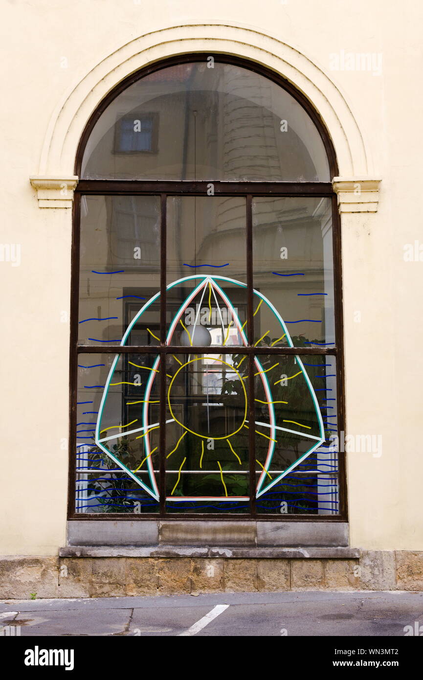 Window art in Prague, Czech Republic Stock Photo - Alamy