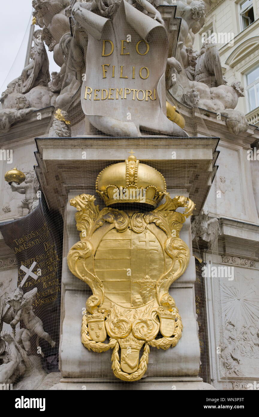 Golden crown and shield statue in Vienna, Austria Stock Photo - Alamy