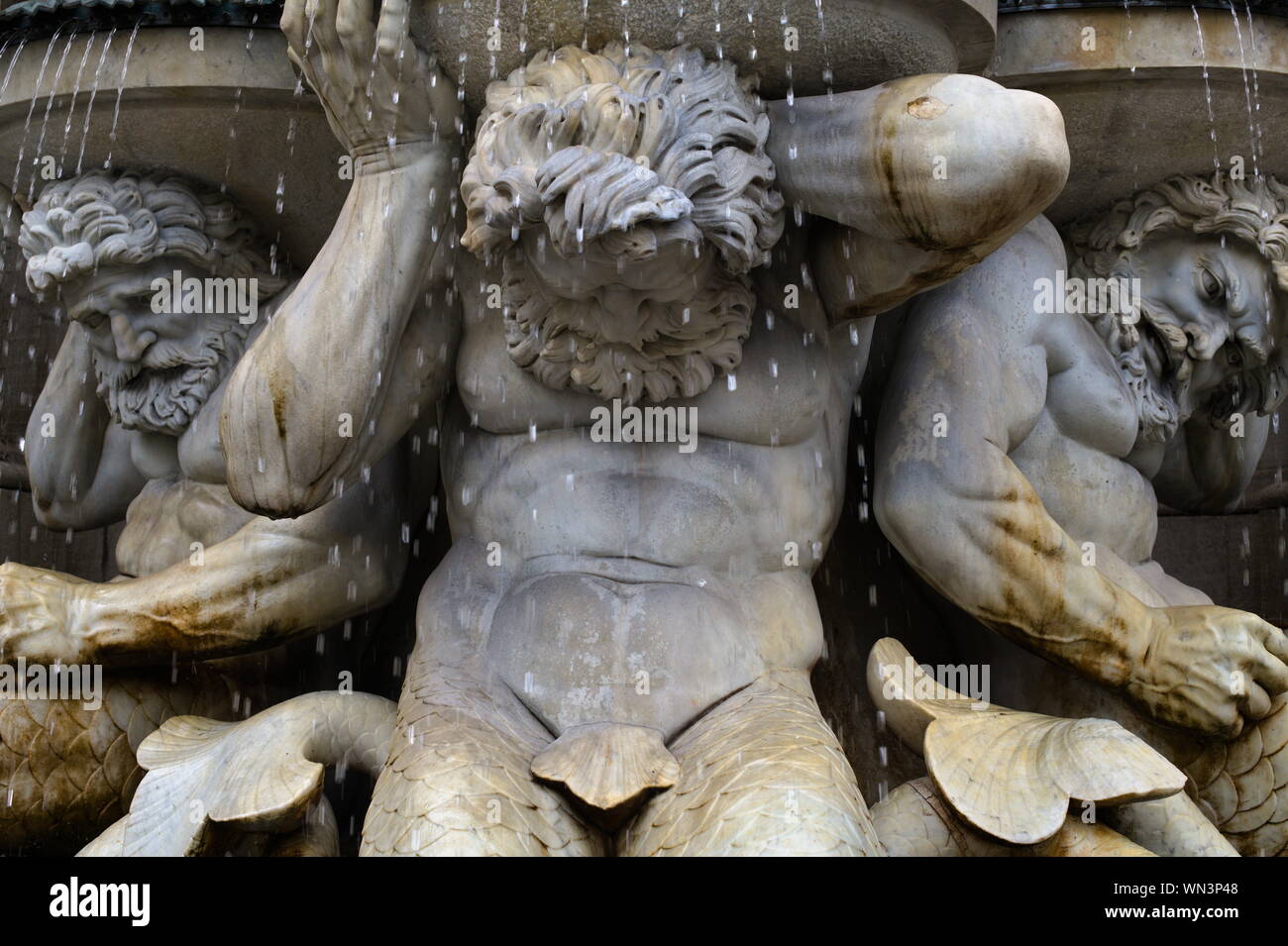 Greek statue water fountain in Vienna, Austria Stock Photo - Alamy