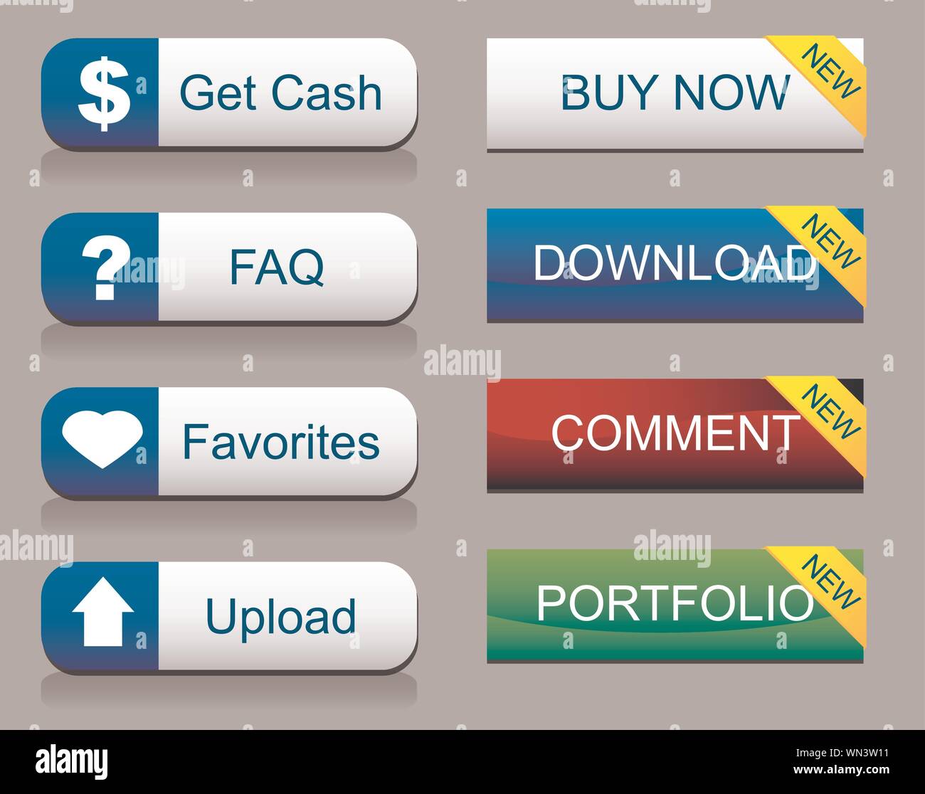 Website Glossy Button Set Stock Vector Image & Art - Alamy