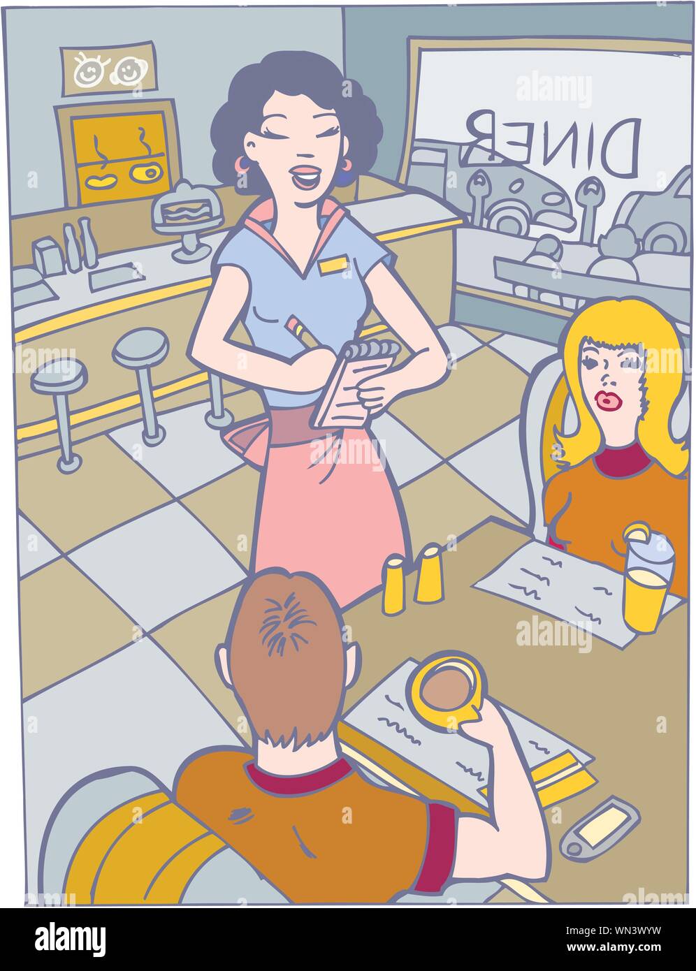 Restaurant server taking order Stock Vector Images - Alamy